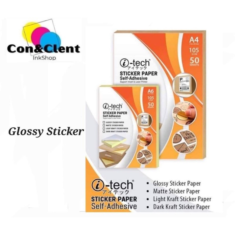 Itech Sticker Paper A4 size (50pcs/pack) matte or glossy | Shopee ...