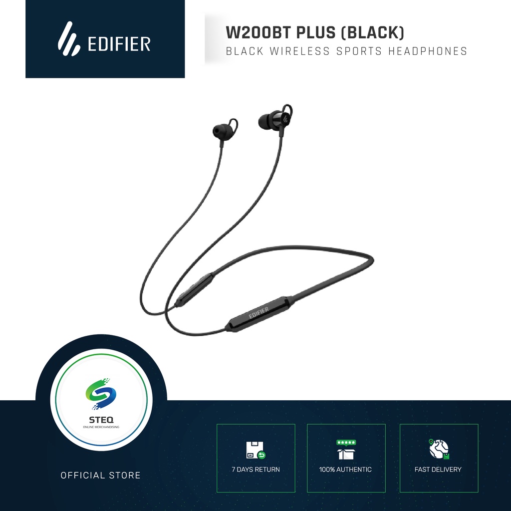 STEQ EDIFIER W200BT PLUS Wireless Sports Headphones (Black) | Shopee ...