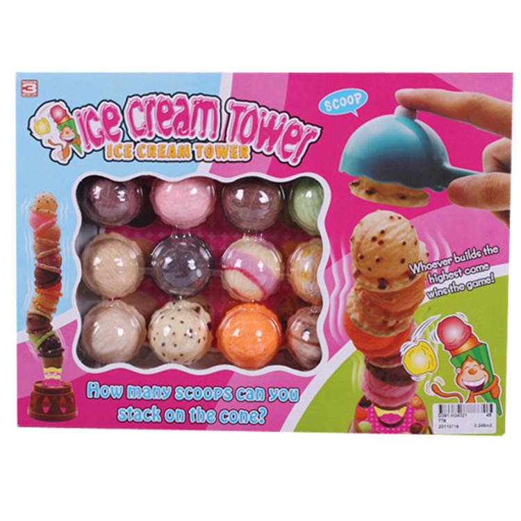 MnKC Ice Cream Stacking Tower with Scooper Balancing Fun Game Set ...