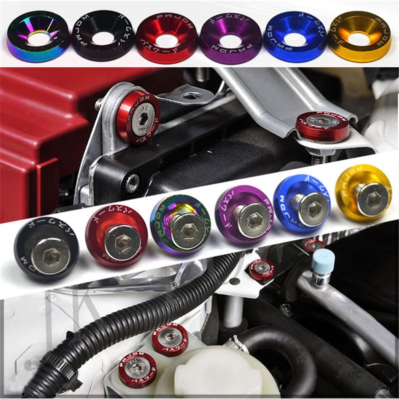 10pcs Car Modified Hex Fasteners Fender Washer Bumper Engine Concave ...