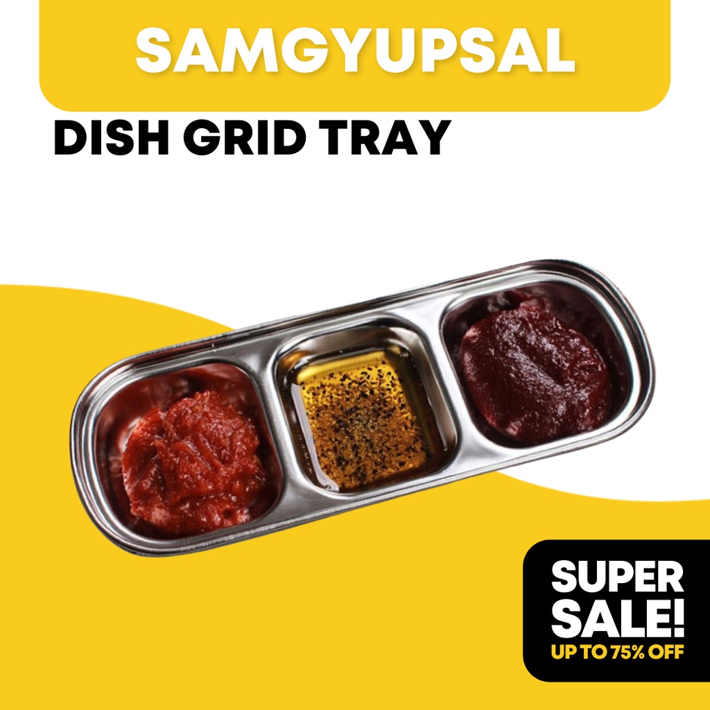 Original Korean Samgyup Dish Tray 2 3 4 Grids Stainless Steel Bowl ...