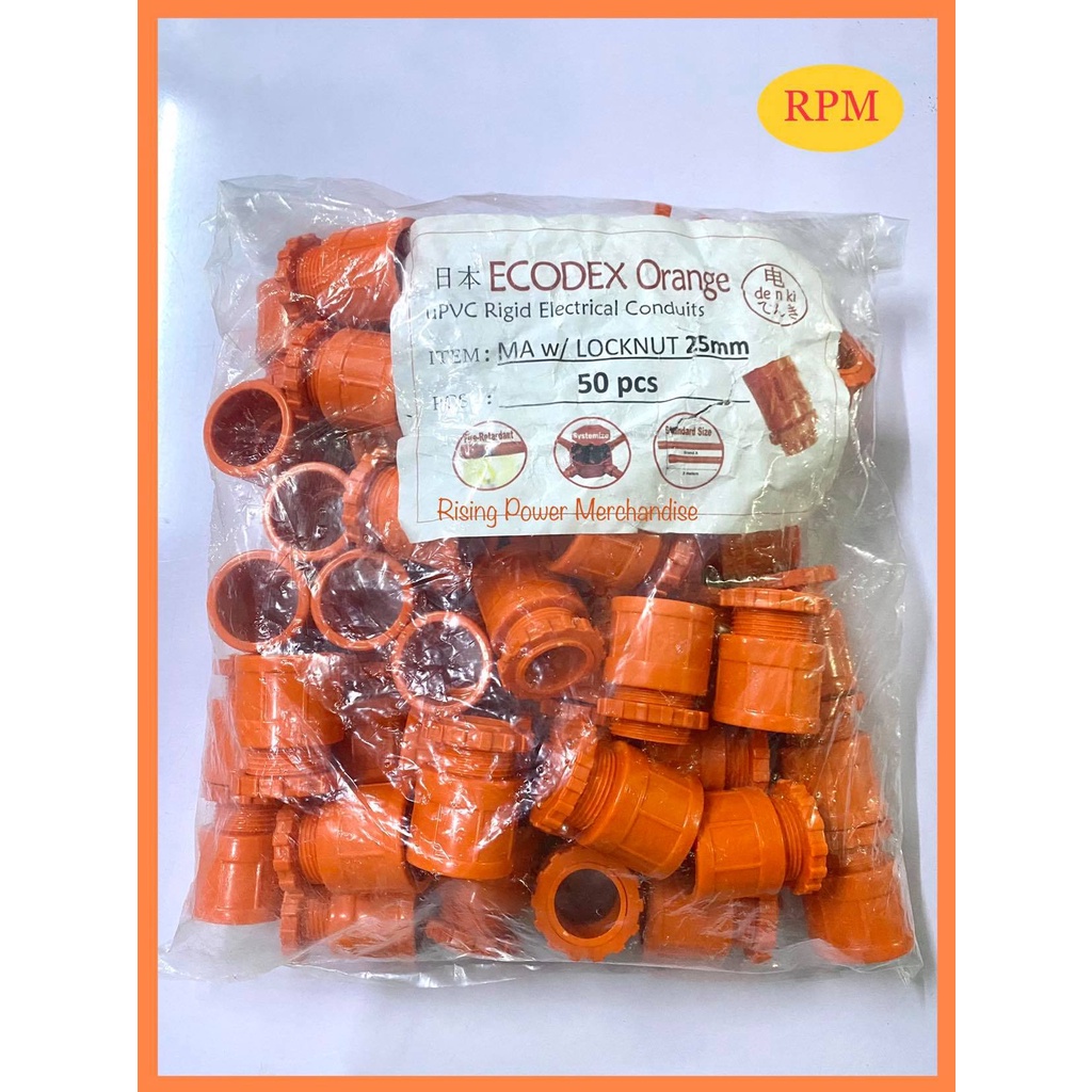 Ecodex PVC Orange Male Adapter with locknut 3/4" ( 25mm ) ( 50pcs ...