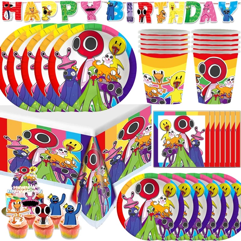 Roblox Rainbow Friends Party Supplies Kit Favors Paper Plate Tablecloth ...