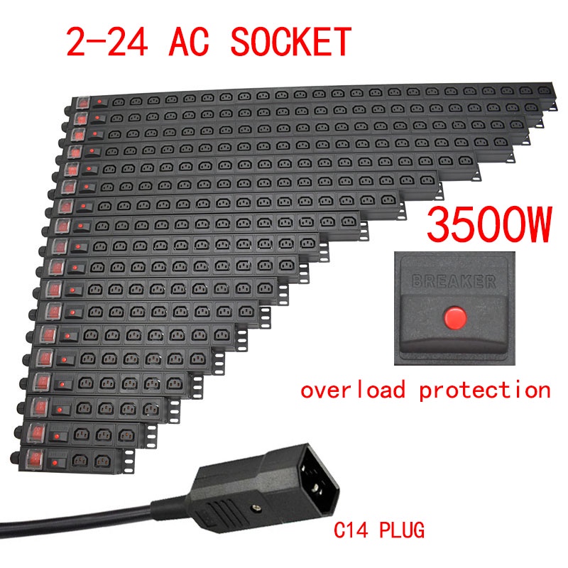 Pdu Power Strip Distribution Unit 16a 3500w C13 Socket 2 24 Ways Output 5404