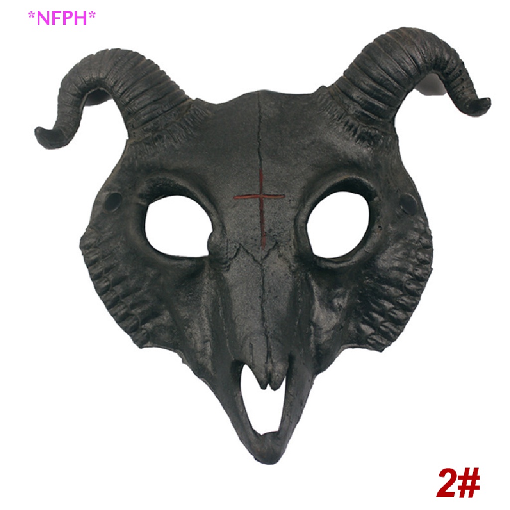 CKFR Halloween Goat Skull Mask Half Face Masquerade Cosplay Party Props ...
