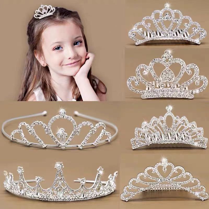 MISS CHIC Wedding Hair Jewelry Crystal Tiaras Princess Crown Rhinestone ...