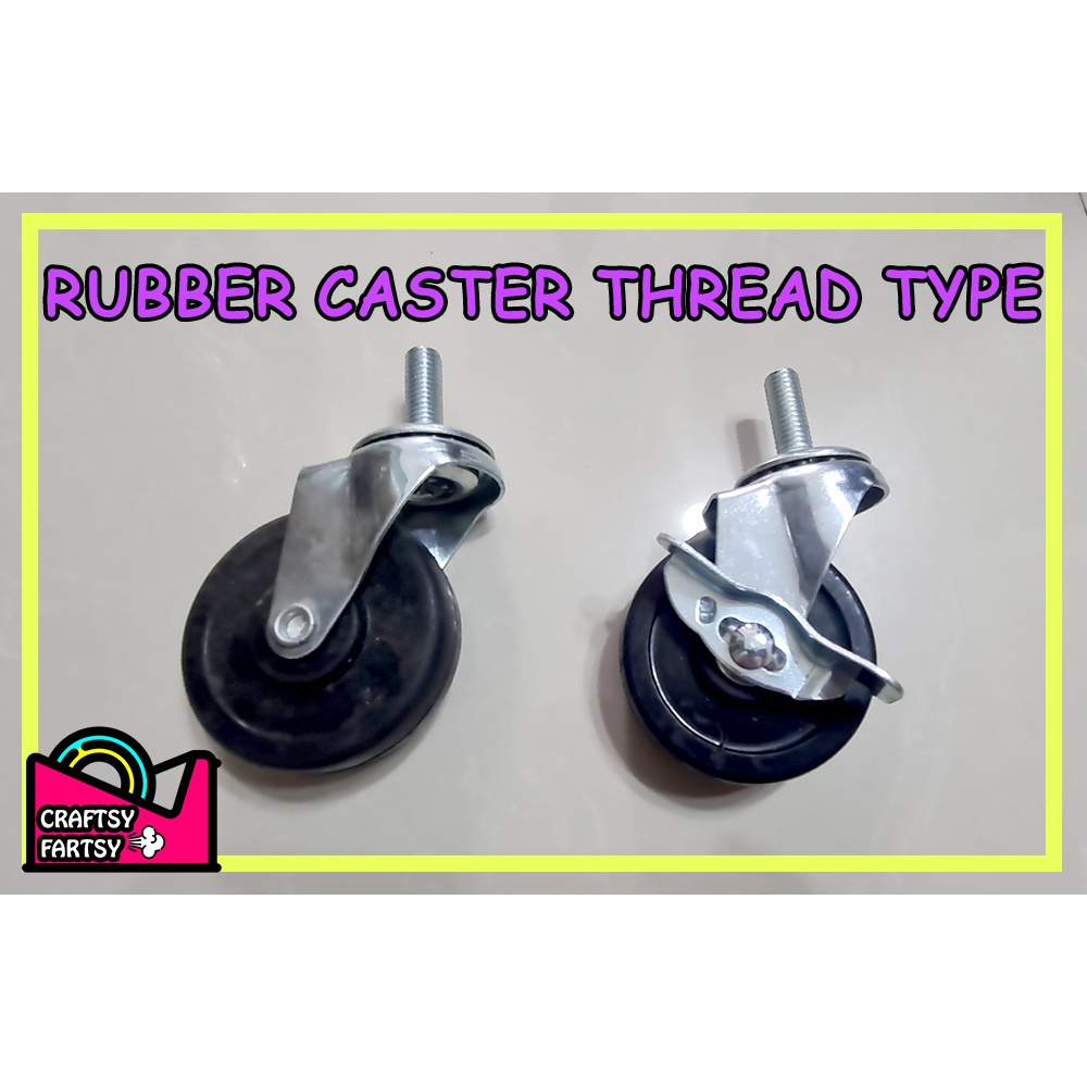 (PER PIECE) Rubber Caster Wheel 2" thread type / Ball Caster 2" thread ...