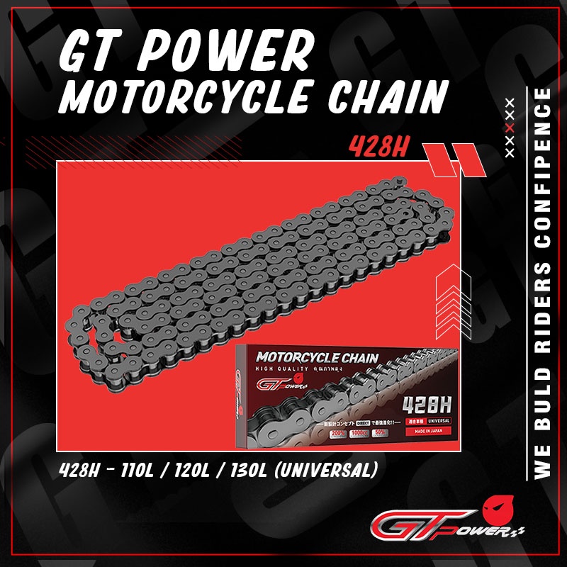 GT Power Motorcycle Chain 428H-110L / 428H-120L /428H-130L Universal ...
