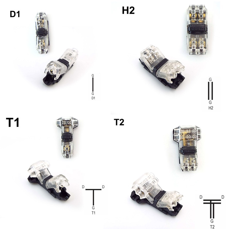 D1 T1 t2 H2 T Type Scotch Lock Quick electric Wire Connectors 2 Pin ...