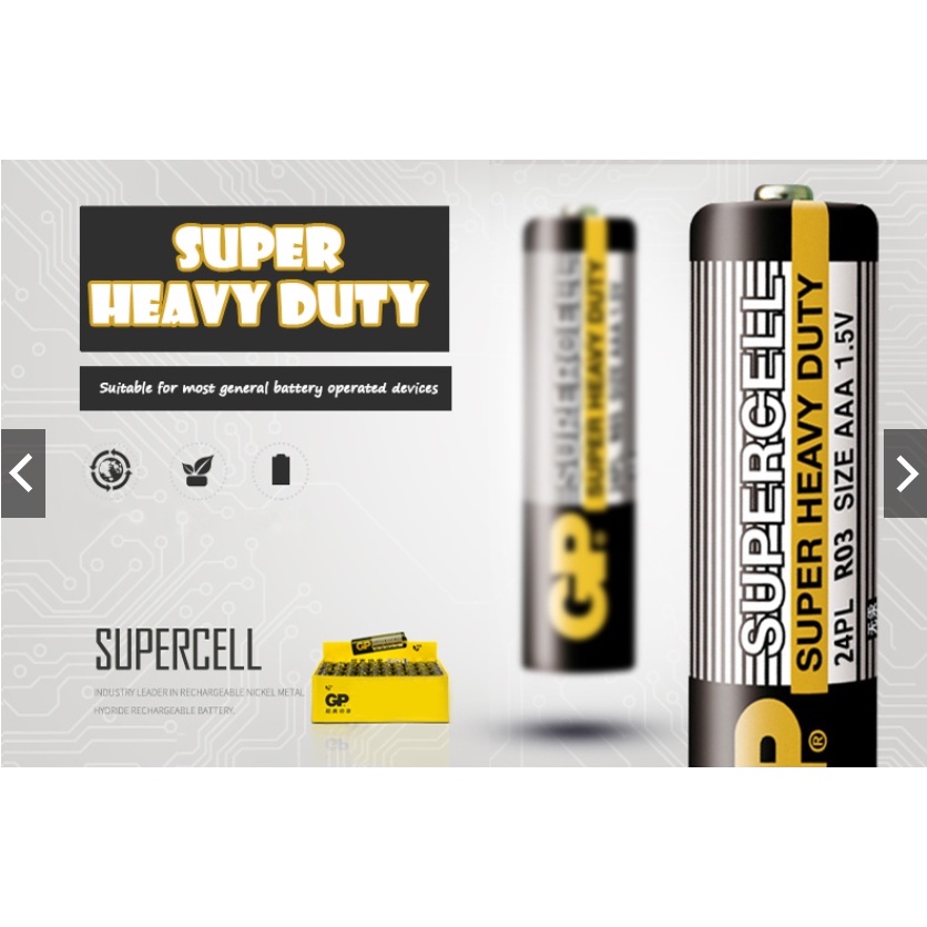 GP AA/AAA 4 PCS PER ORDER Supercell Heavy Duty Battery Environmental ...