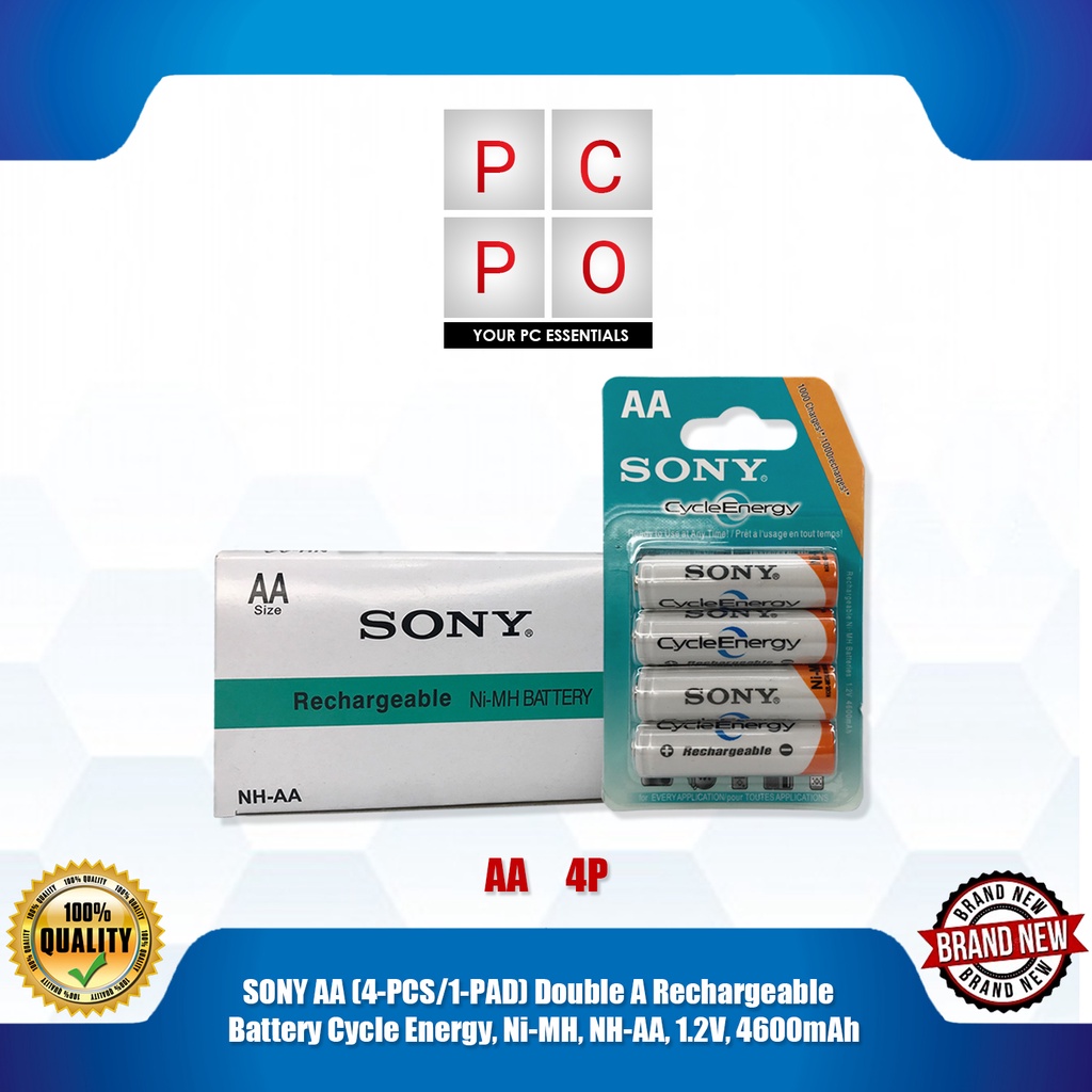 SONY AA (4-PCS/1-PAD) Double A Rechargeable Battery, Cycle Energy, Ni ...