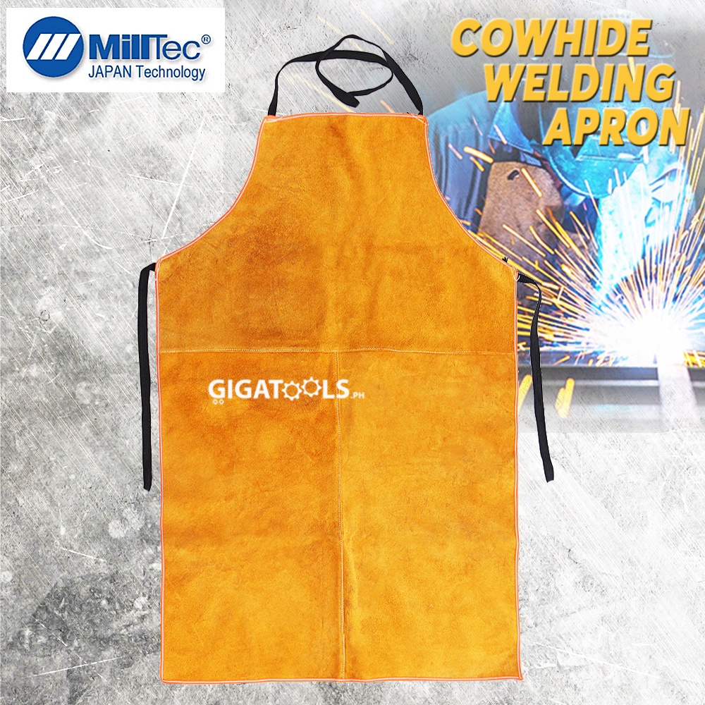 MILLTEC Professional Leather without sleeves Welding Safety Apron | Shopee Philippines