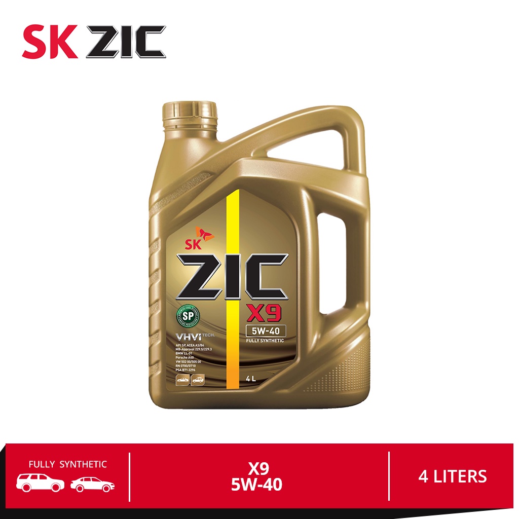 ZIC X9 5W-40 4 Liters Fully Synthetic Engine Oil w/ VHVI Technology ...