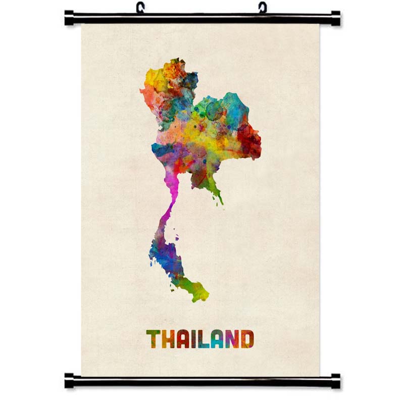 Thailand map poster scroll wall painting hanging art wall painting ...