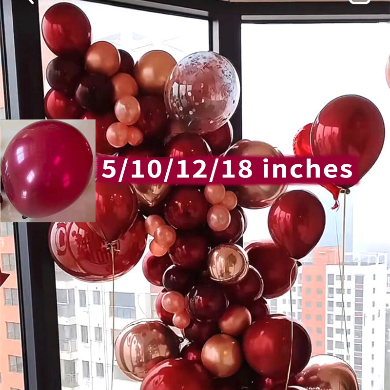 5/10/12/18 Inches Maroon Balloon Crystal Wine Red Balloon Burgundy ...