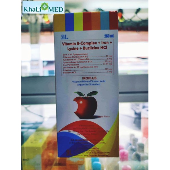 IROPLUS VITAMIN B-COMPLEX LYSINE +BUCLIZINE HCI 250ml | Shopee Philippines
