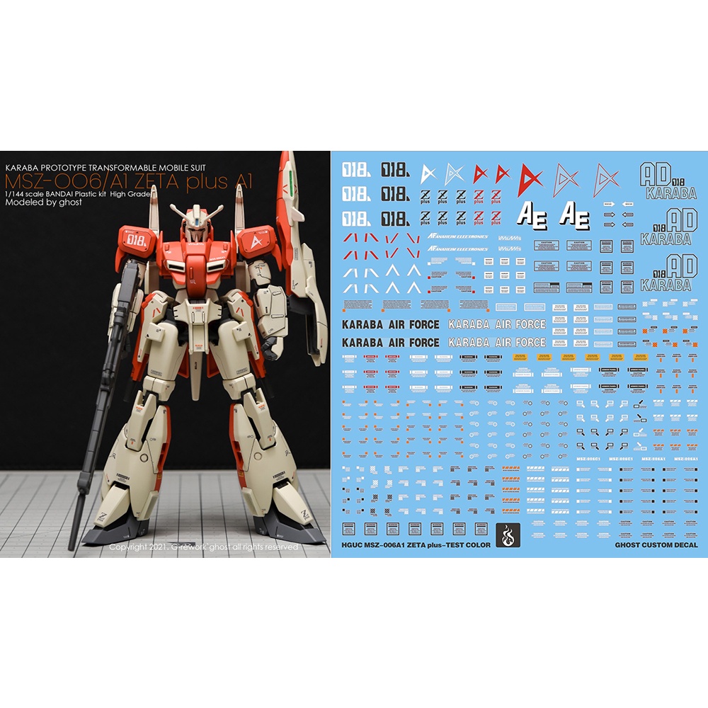 YAN GHOST HGUC ZETA Z PLUS A1 Plus-Test Color Fluorescence Water Slide ...