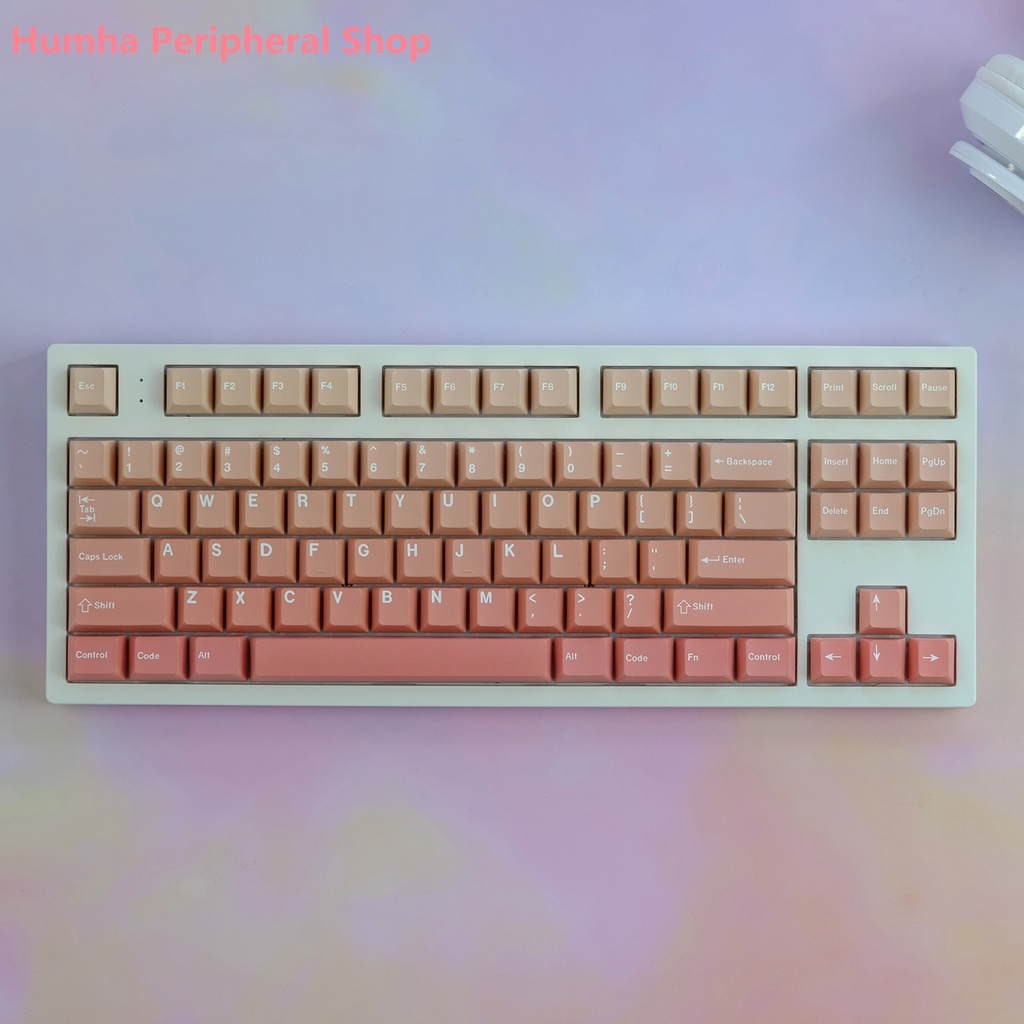 Humha Blush gradient keycap PBT material Dye-Sublimation Cherry profile Mechanical Keyboard ...