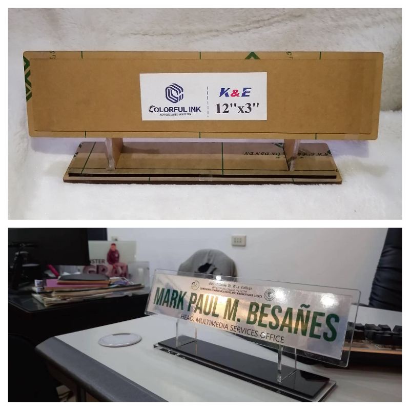 Blank Acrylic Office Desk Name Plate Clear 12x3in & 12x4in | Shopee ...
