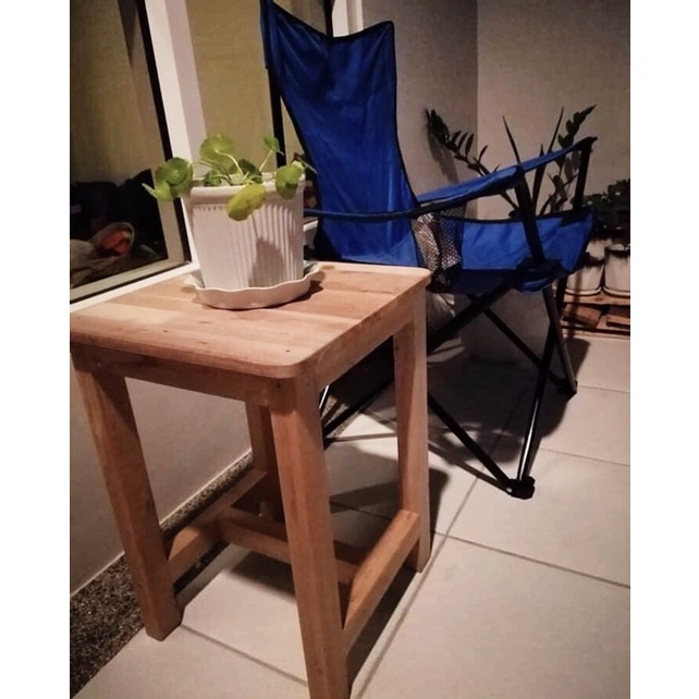 solid kd Mahogany wood square dining stool (no varnish) | Shopee ...