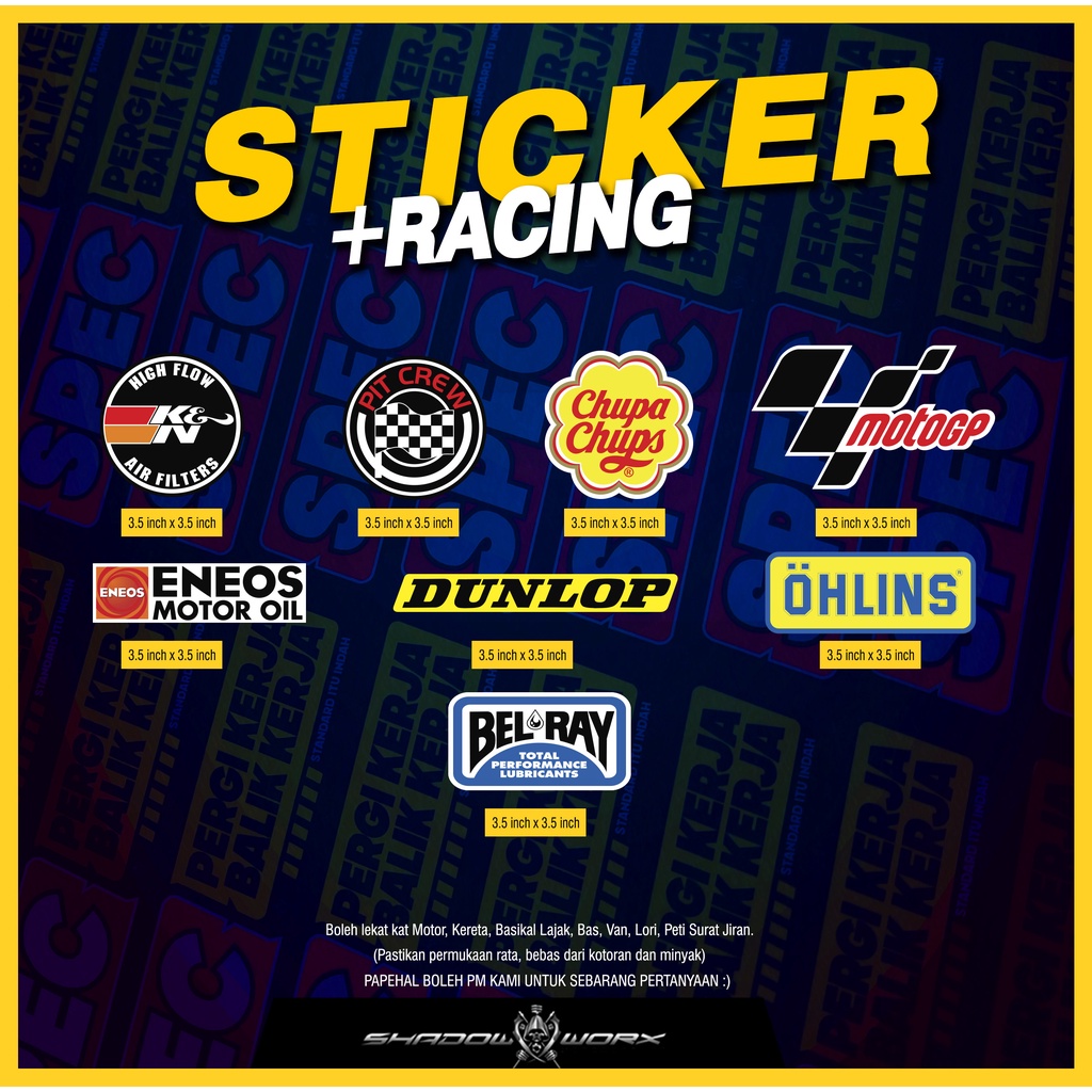 STICKER MOTOR RACING MOTOGP / K&N / PIT CREW / OHLINS / BBELRAY / CHUPA ...