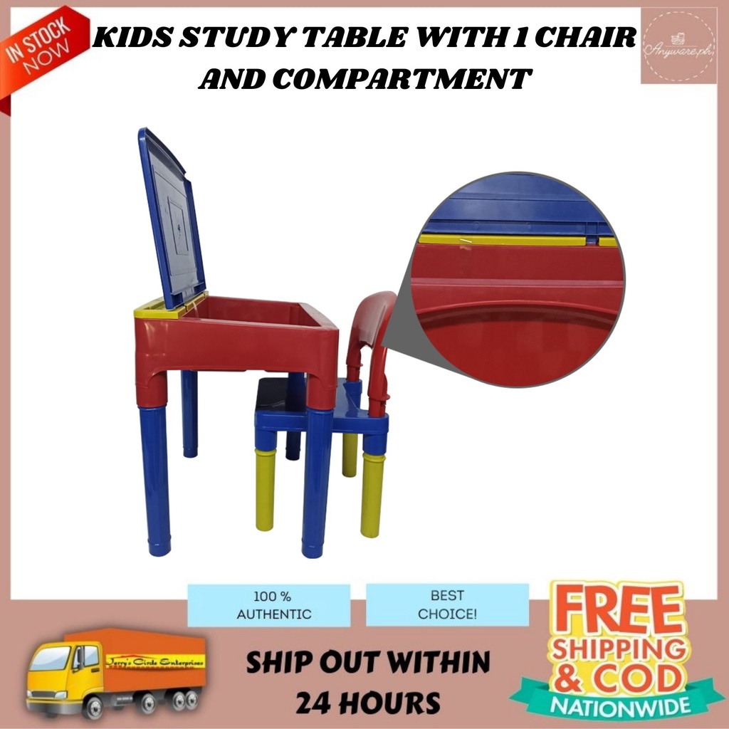 Kids Study Table With 1 Chair And Compartment/Study Table/ Kids Study ...