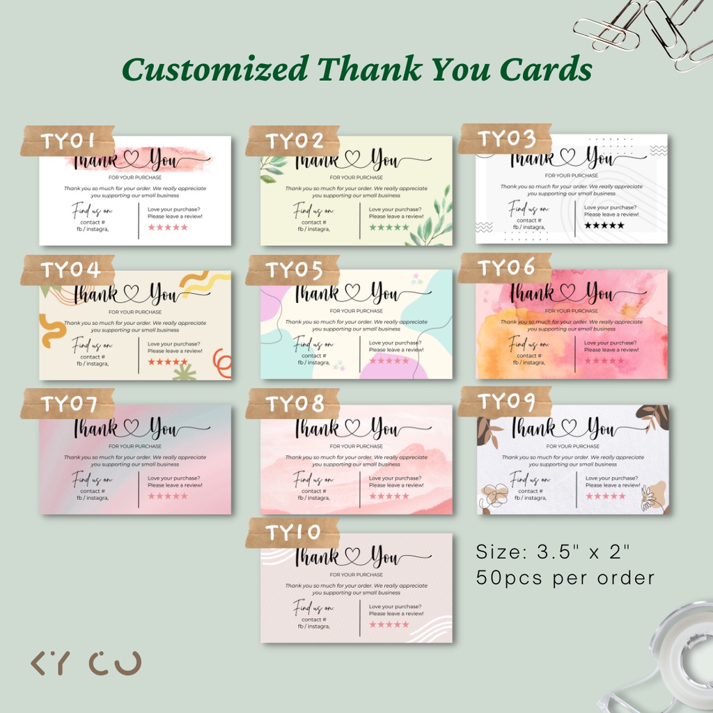 KYCO Personalized Cards - Business, Thank You or Gift Cards(50pcs ...