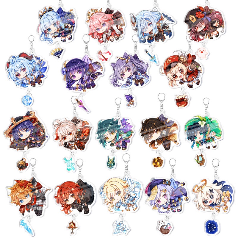 Cute Genshin Impact Keychain Anime Bag Pendant Ganyu Venti Yelan ...