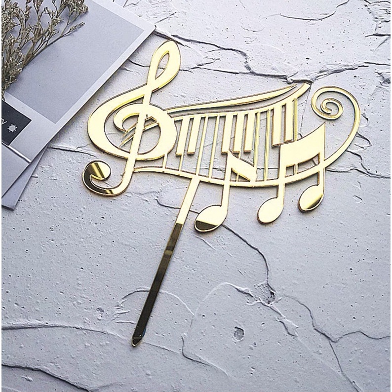 G clef acrylic cake topper in gold and black | Shopee Philippines