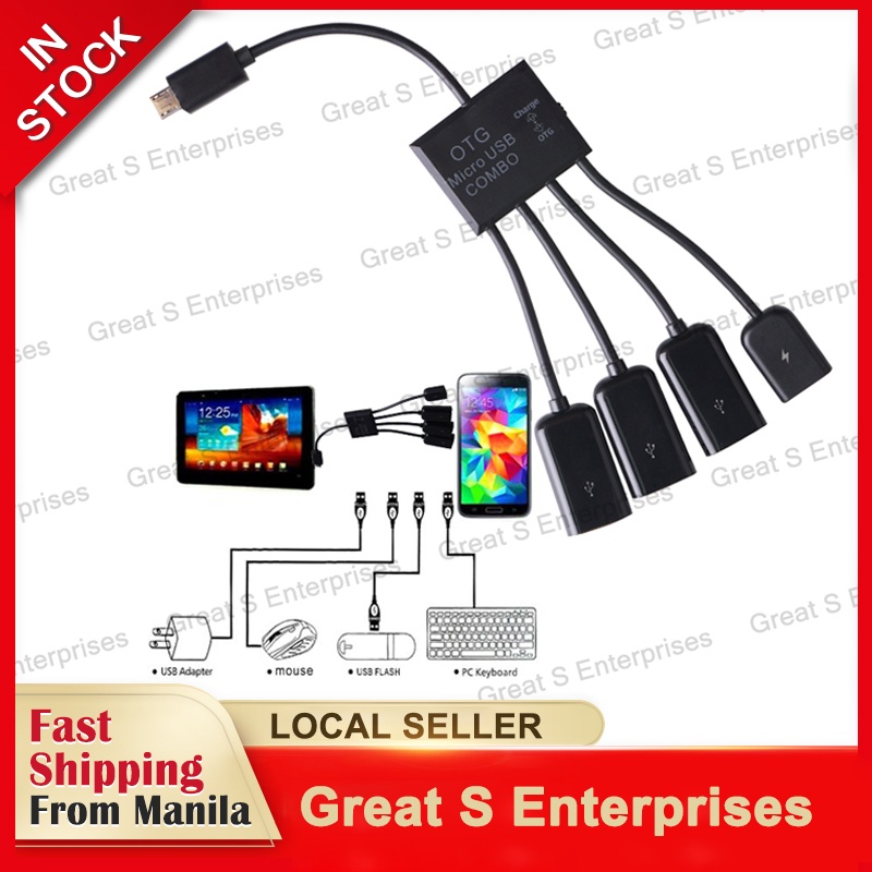 GSE 4 Port Micro USB OTG Power Charging Hub Cable Spliter Connector ...
