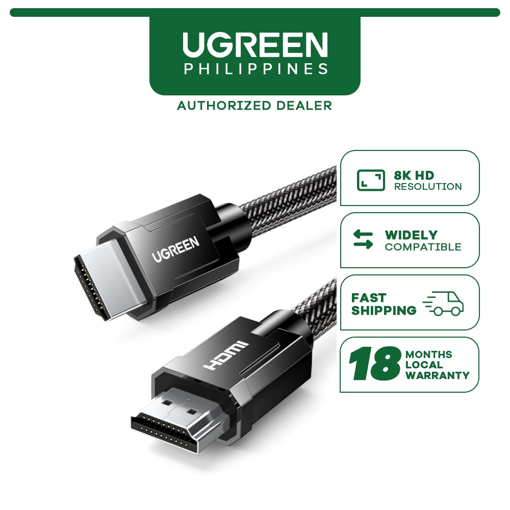 UGREEN 8K HDMI M/M Round Cable Zinc Alloy Shell Braided (Gray) - PH | Shopee Philippines