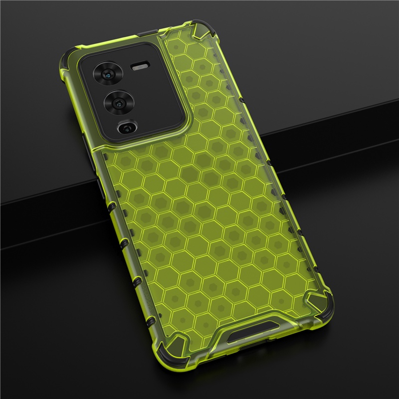Vivo V25 Pro 5G Case Hard Silicone Honeycomb Clear Shockproof Back ...