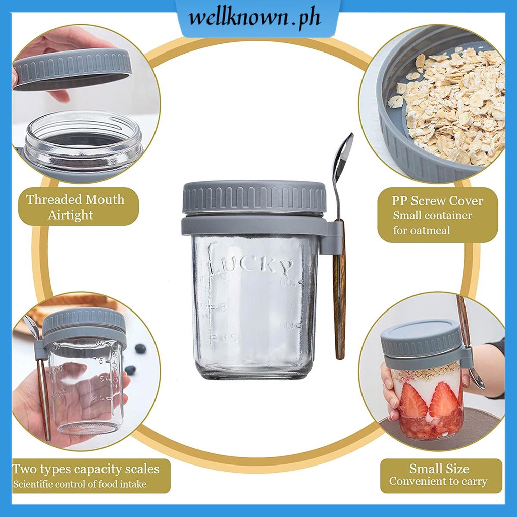 Overnight Oats Container 10oz Airtight Oatmeal Container with Lid and ...