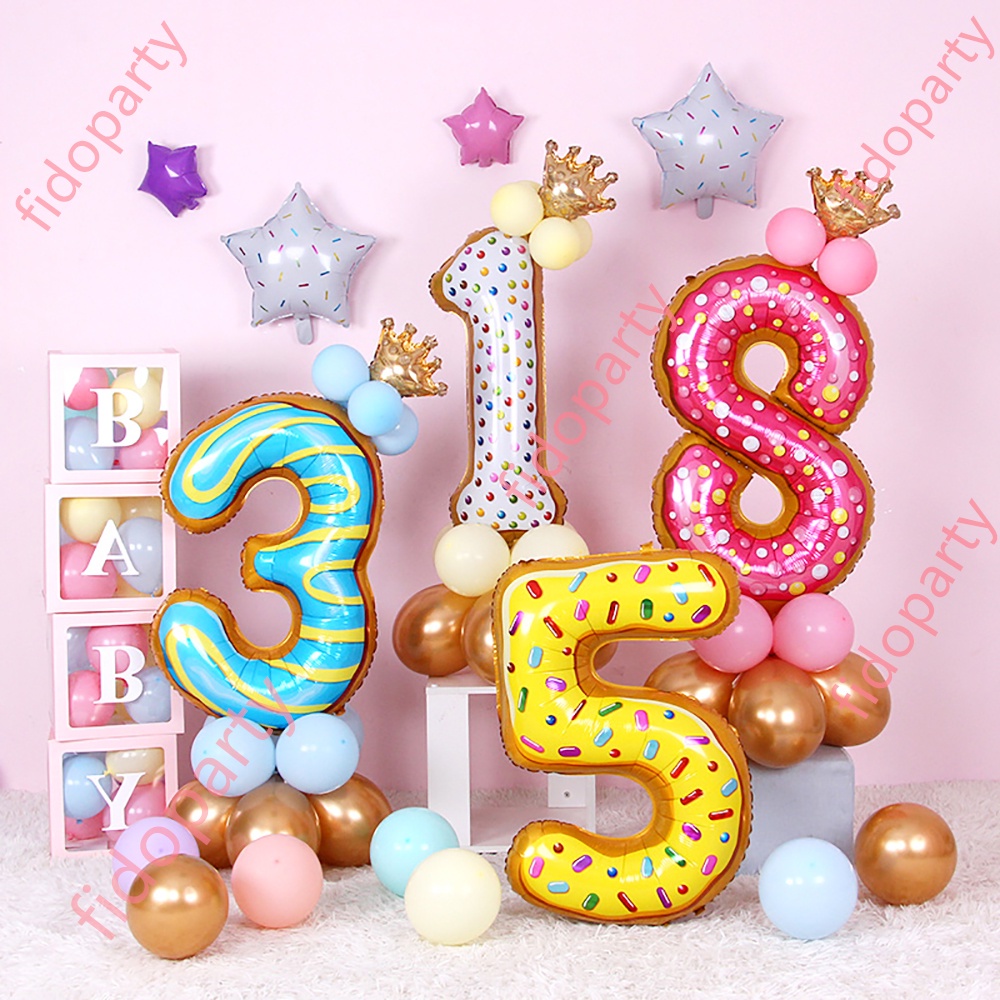 15pcs Donut Balloons Party Decorations 32 Inch Number Balloon Latex ...