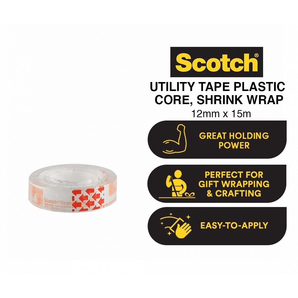 3M Scotch Utility Tape Plastic Core, Shrink Wrap, 12mm x 15m | Shopee ...