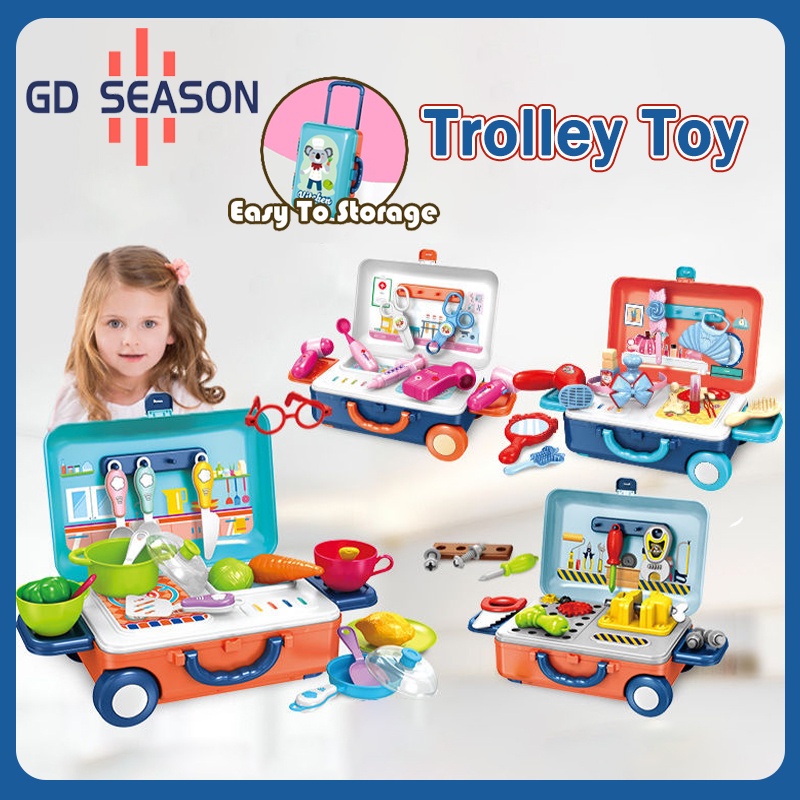 Toys For Kids 3 IN 1 Mini Trolley Case Kids Cooking Utensils Simulation ...