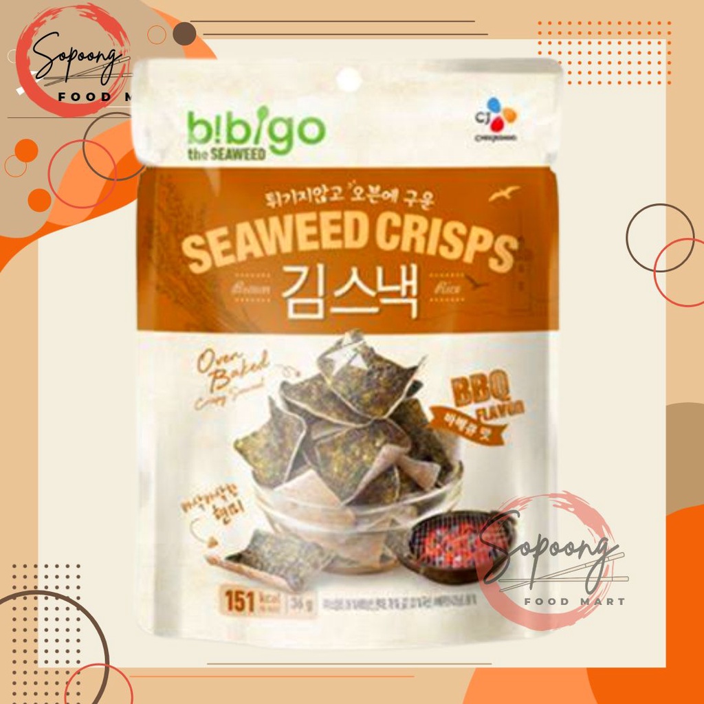 CJ BIBIGO Seaweed Crisps w/ Brown Rice BBQ Flavor 20g/36g | Shopee ...