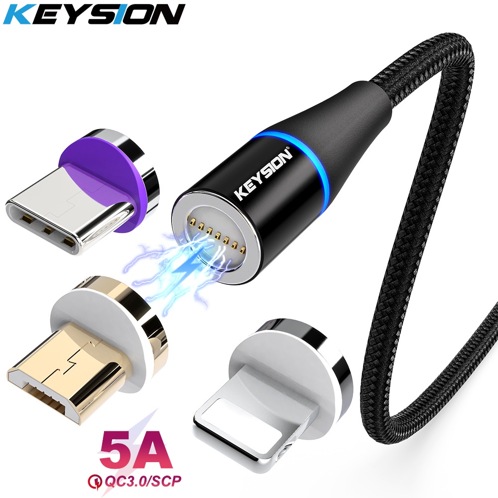 KEYSION 5A Magnetic USB Cable Micro USB Type C Fast Charging Data ...