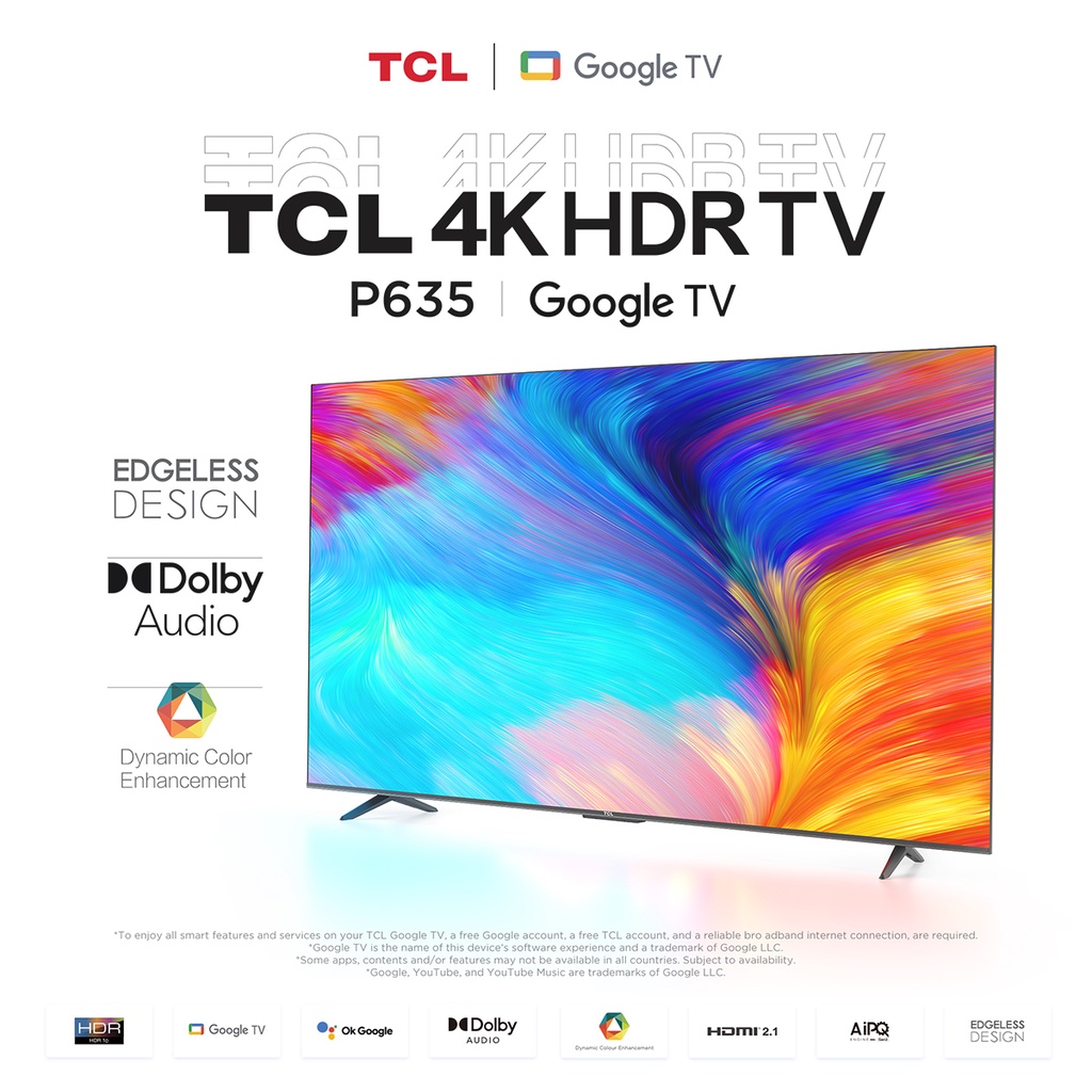 TCL 55" 4K Smart Android TV - 55P635 (HDR, Netflix, YouTube, Google Assistant, Dolby Vision ...