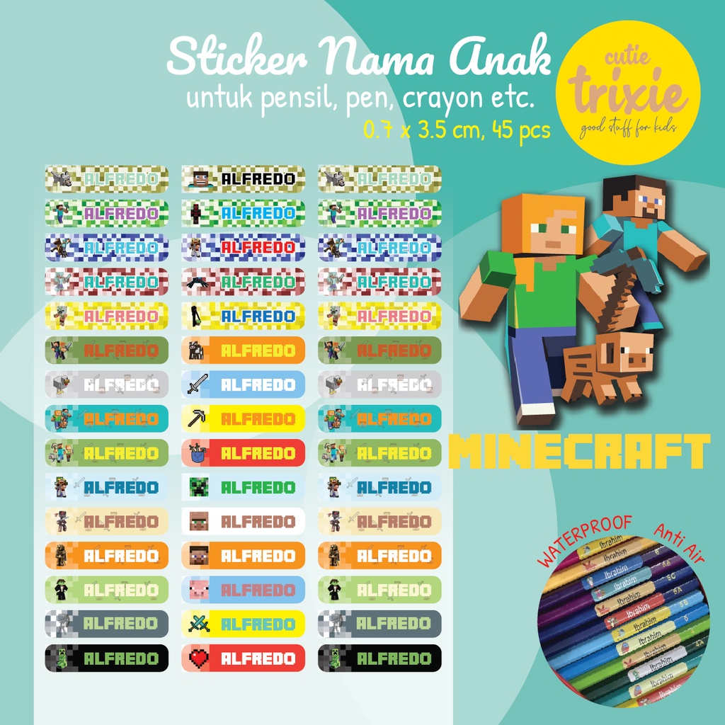 Minecraft Pencil Name Label Sticker | Shopee Philippines