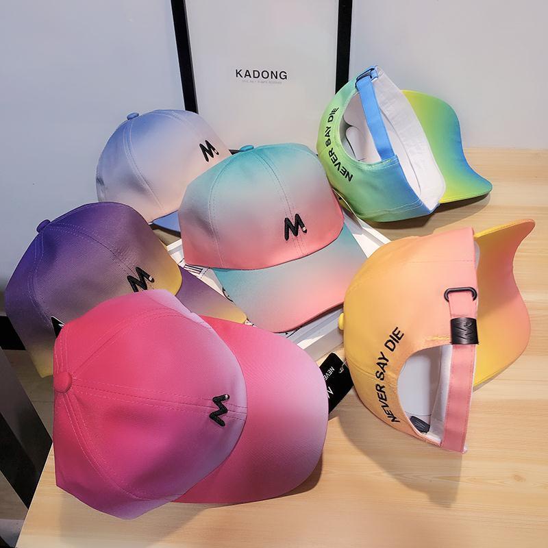 New Fluorescent Color Gradient Hat Female Trendy Baseball Cap Korean ...