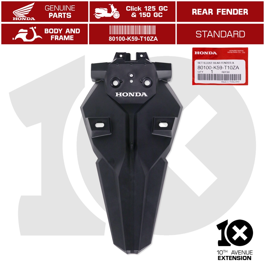10thX HONDA Genuine Rear Fender Part No.80100-K59-T10ZA for Click 125 ...