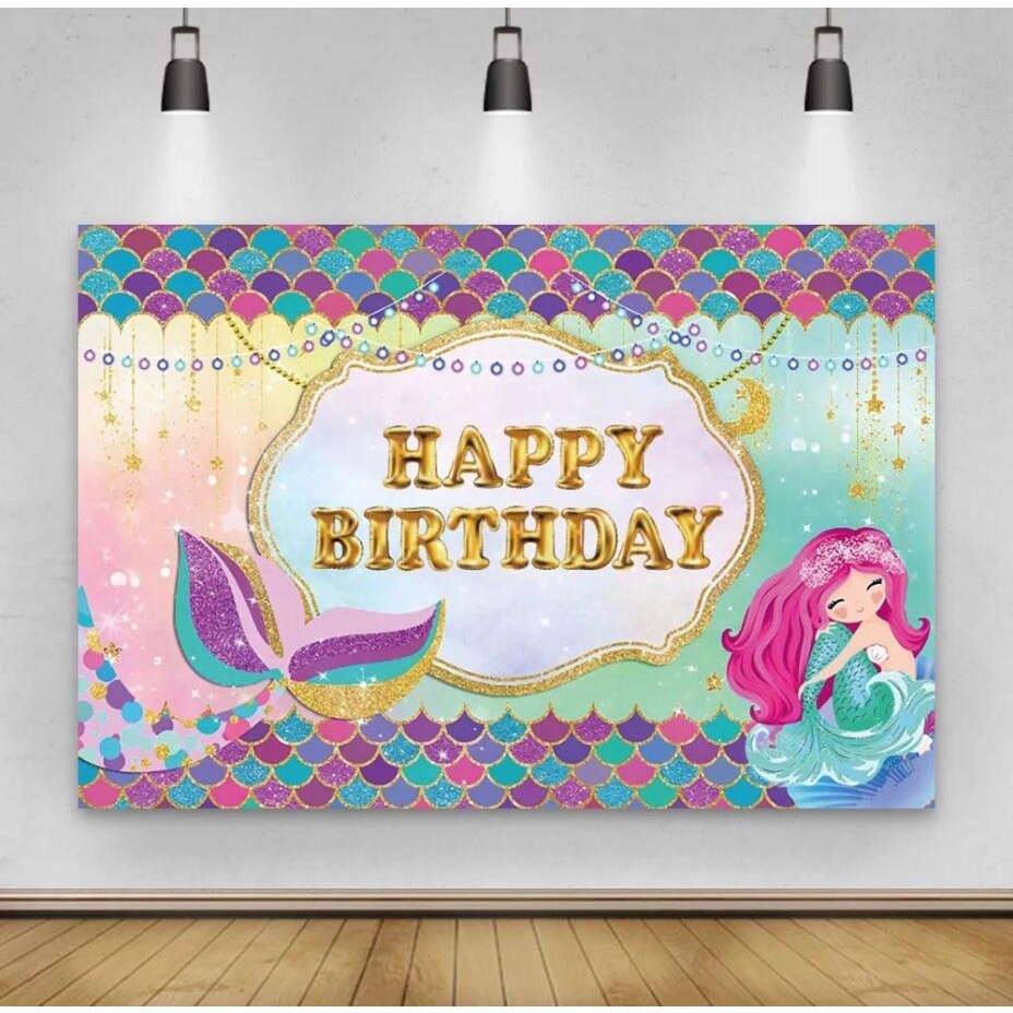 Mermaid Theme Backdrop Under The Sea Mermaid Birthday Party Backdrop ...