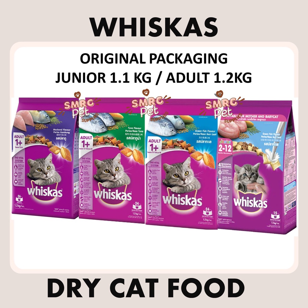 Whiskas Dry Cat Food Original Packaging 1.2Kg | Shopee Philippines
