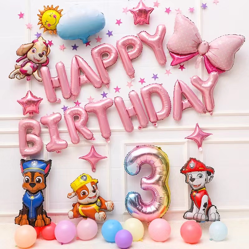 Paw Patrol Theme Party Decorations Foil Bollonn Birthday Banner Dog Balloon Paw Patrol Toys Baby ...