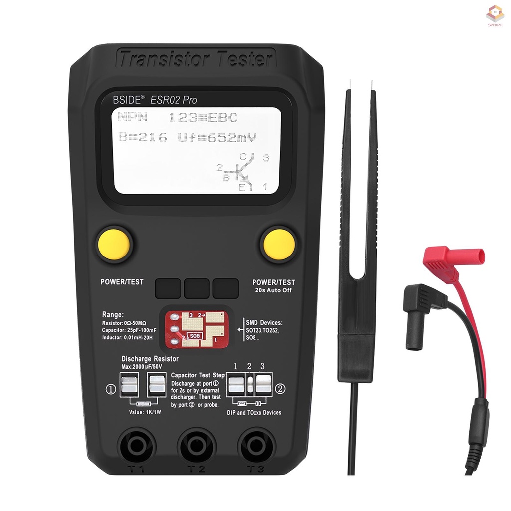 Fiki BSIDE ESR02 Pro Transistor Tester Multifunctional Digital Tester ...