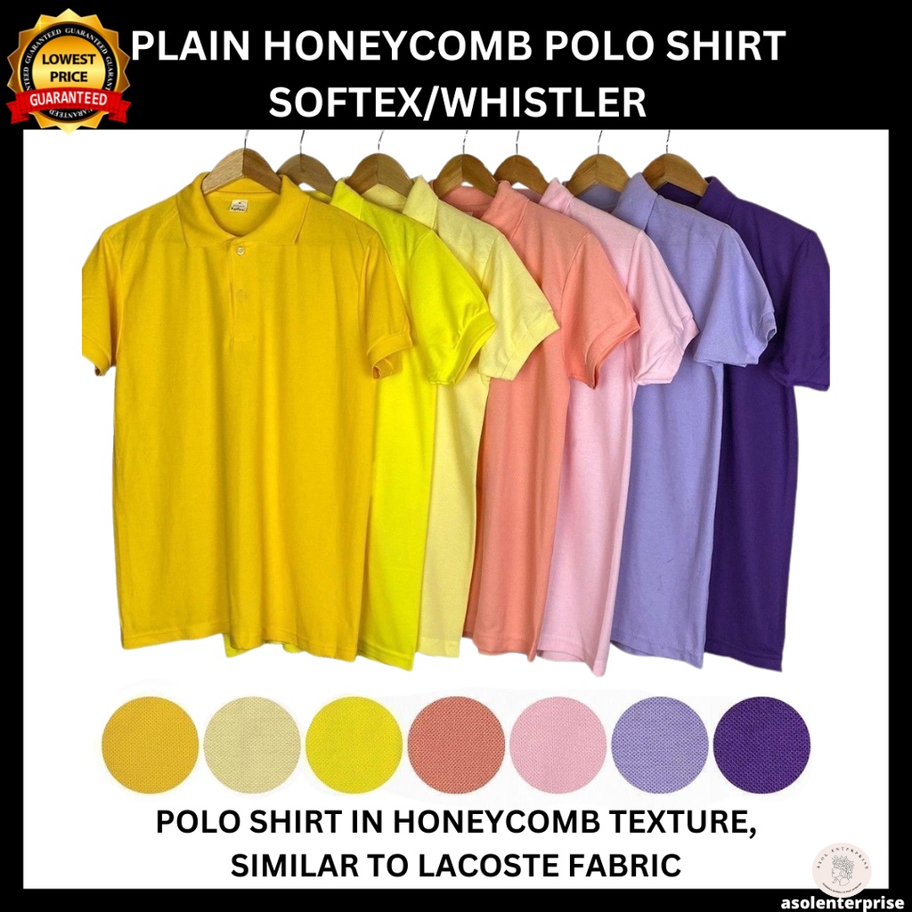 Polo Honeycomb | Gold, Flesh, Yellow, Peach, Pink, Lt Violet | Unisex ...