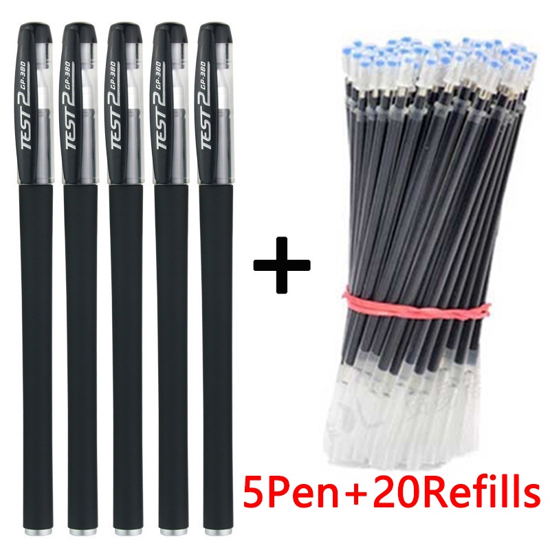 5pen +20 refill ballpen set Carbon Pen Gel pen black 0.5mm bullet ...