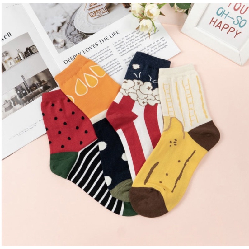 Korean Socks - Fruit Food Popcorn Full Body Socks - Iconic Socks ...