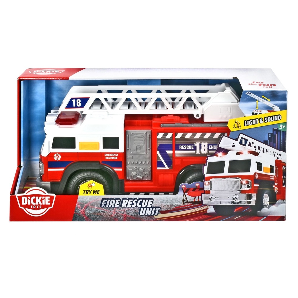 Dickie Toys Fire Rescue Unit 30cm with Light and Sound Toy Vehicle ...